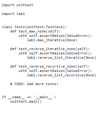 Solved In the lab1.py file, complete the functions | Chegg.com