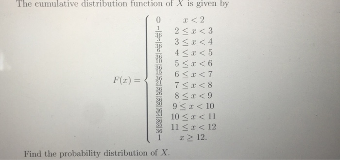 Solved The cumulative distribution function of X is given by | Chegg.com