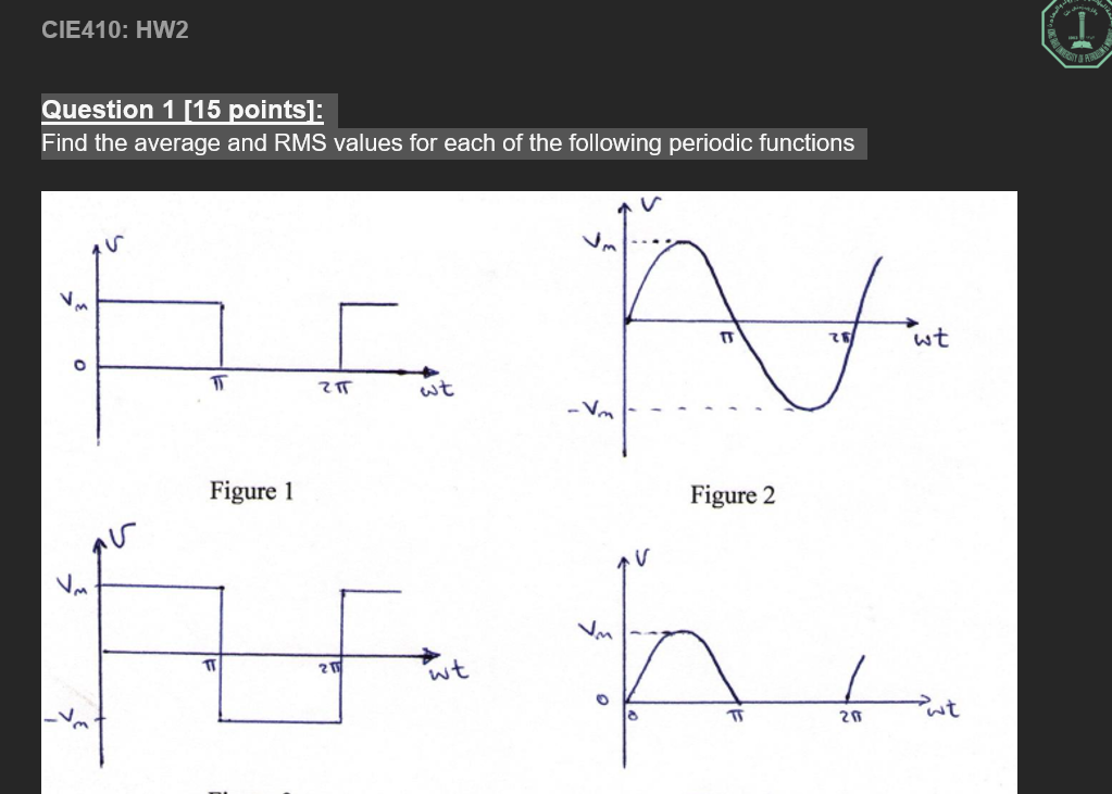 Solved CIE410: HW2Question 1 [15 ﻿points]:Find the average | Chegg.com