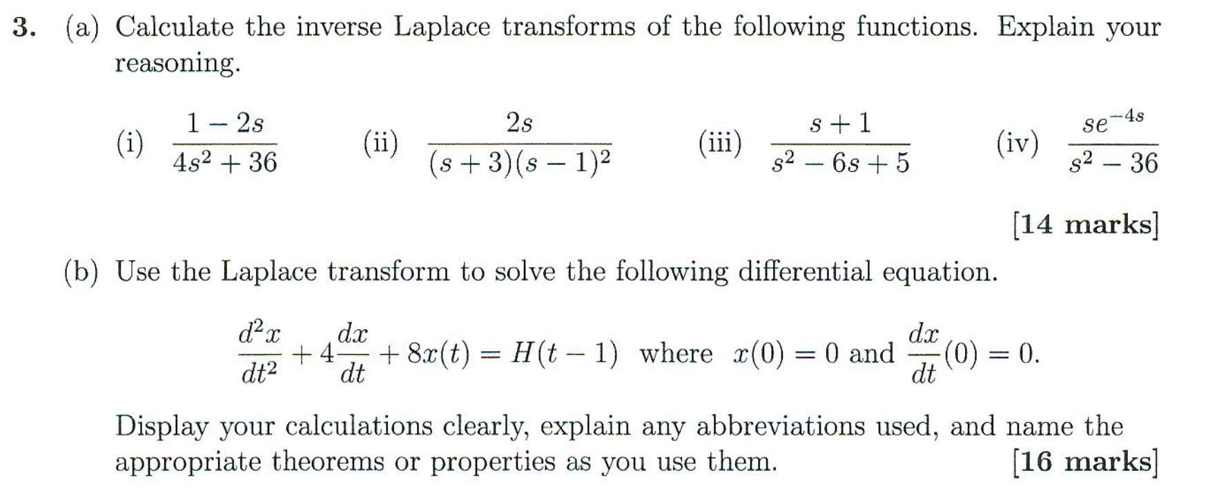 Solved 3. (a) Calculate the inverse Laplace transforms of | Chegg.com