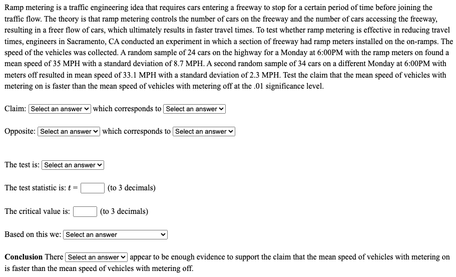 Solved Ramp Metering Is A Traffic Engineering Idea That