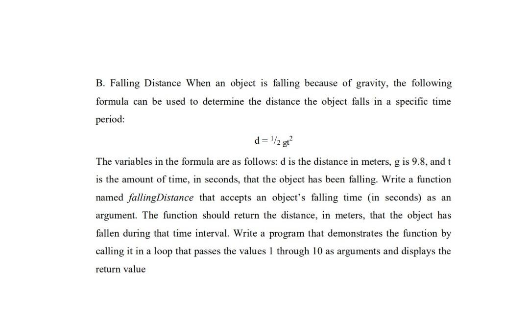 Solved B. Falling Distance When an object is falling because | Chegg.com