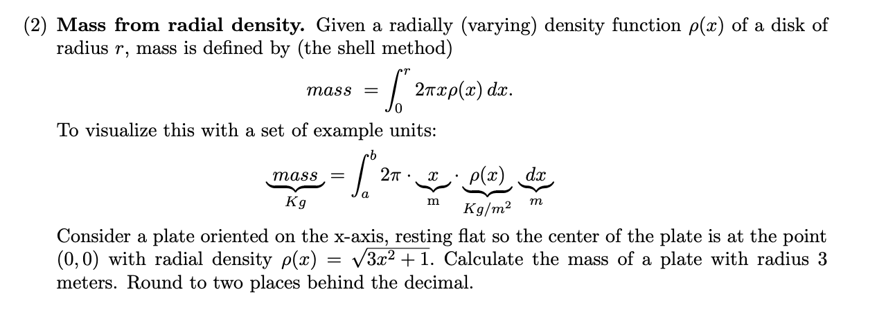 Solved Mass from radial density. | Chegg.com