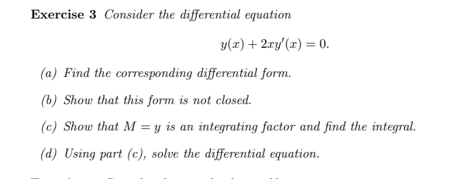 Solved Exercise 3 ﻿Consider the differential | Chegg.com