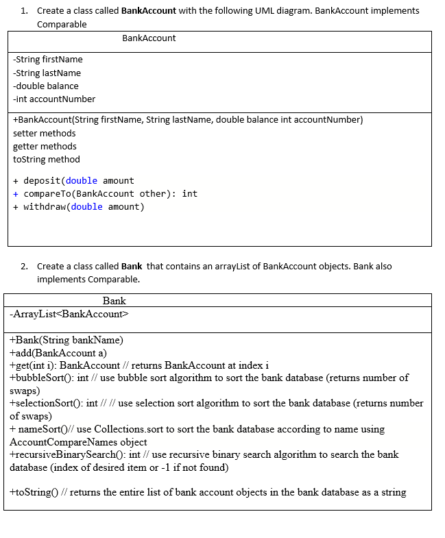 Solved 1 Create A Class Called Bankaccount With The 