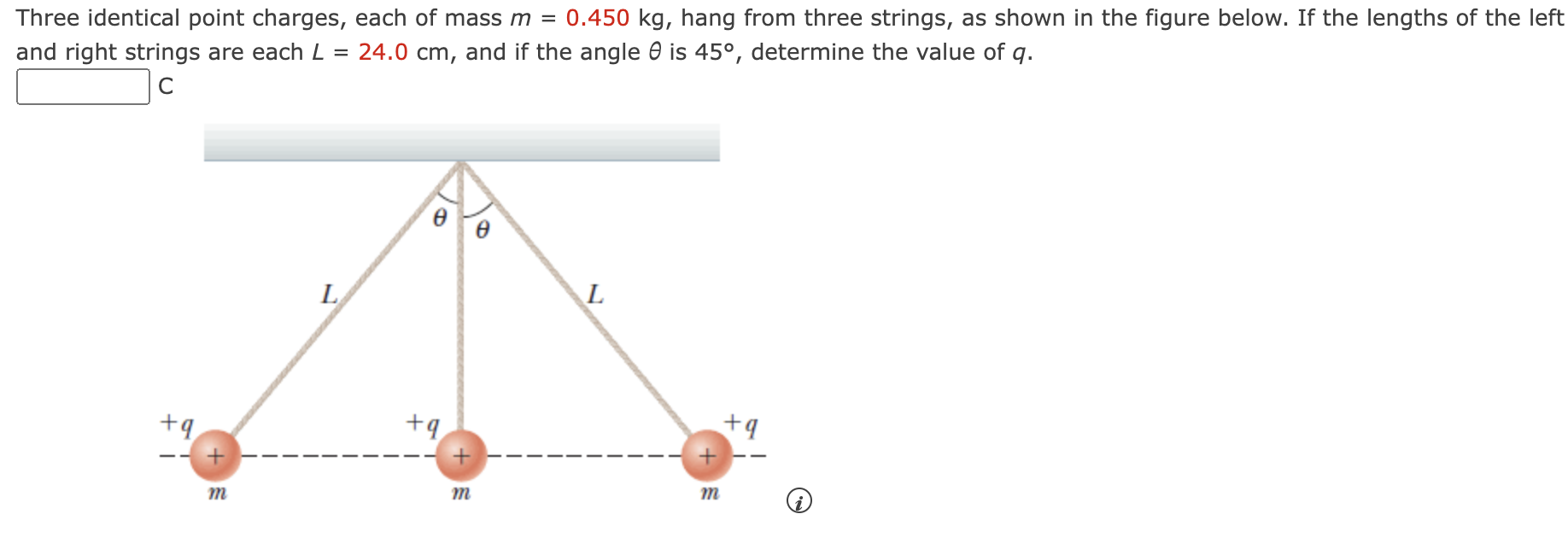 Solved Three identical point charges, each of mass | Chegg.com