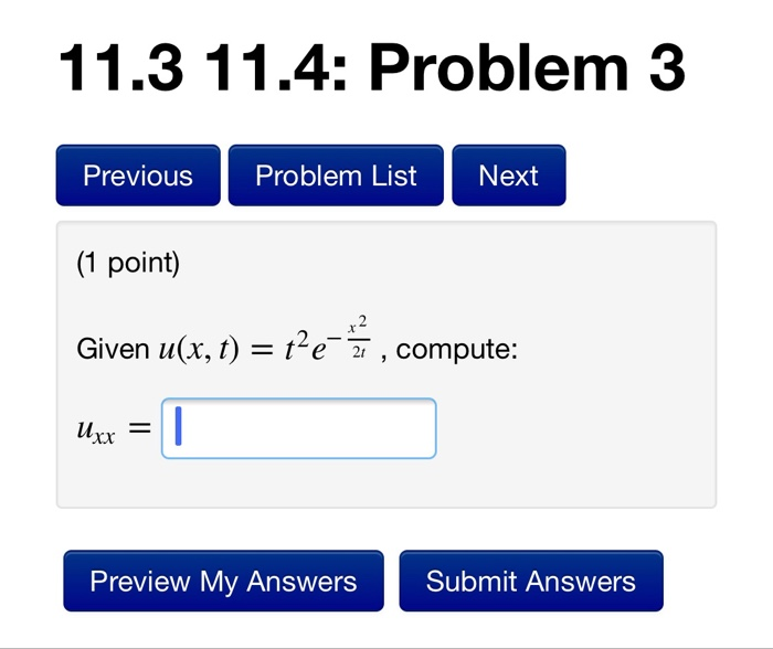 Solved 11.3 11.4: Problem 3 Previous Problem List Next (1 | Chegg.com