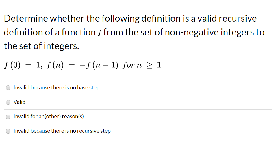 Solved Determine whether the following definition is a valid | Chegg.com