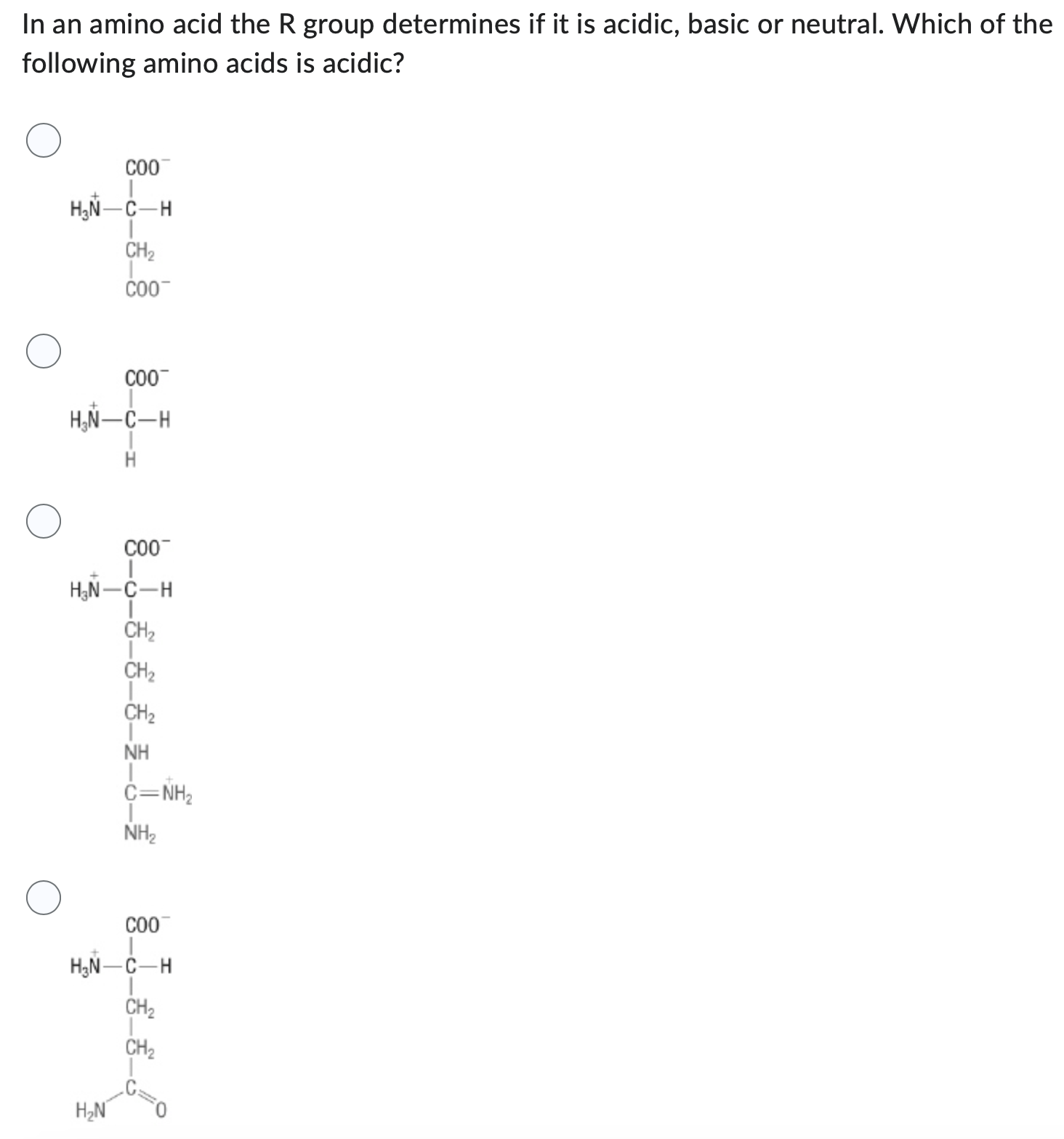 Solved In an amino acid the R group determines if it is | Chegg.com