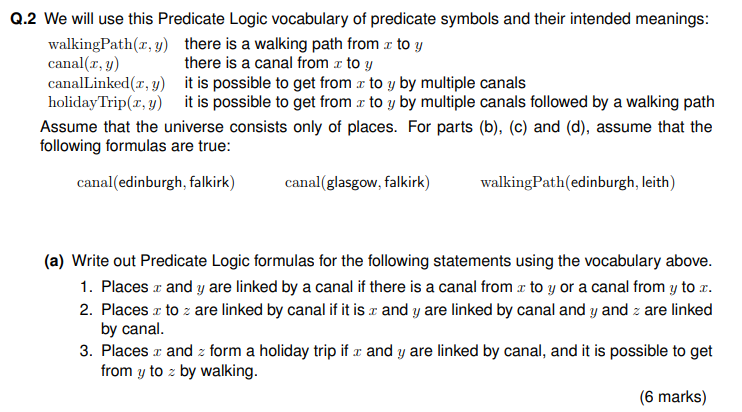 Solved 2.2 We will use this Predicate Logic vocabulary of | Chegg.com
