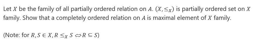 Solved Let X be the family of all partially ordered relation | Chegg.com