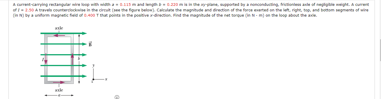 Solved A current-carrying rectangular wire loop with width a | Chegg.com