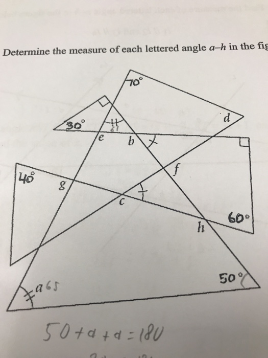 Solved Determine the measure of each lettered angle a-h in | Chegg.com