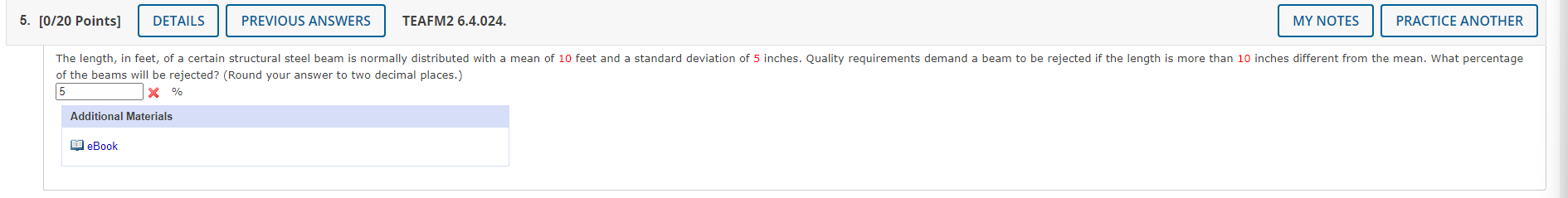 Solved of the heams will be rejected? (Round your answer to | Chegg.com