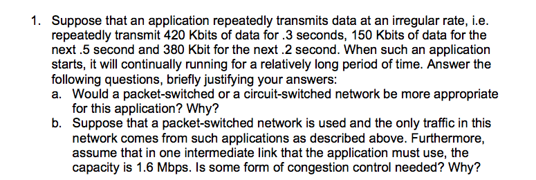 Solved 1. Suppose that an application repeatedly transmits | Chegg.com