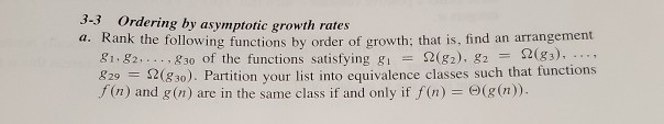 Solved 3-3 Ordering by asymptotic growth rates d. Rank the | Chegg.com