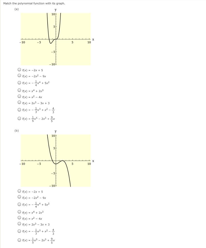 Solved Match the polynomial function with its graph. (a) у | Chegg.com