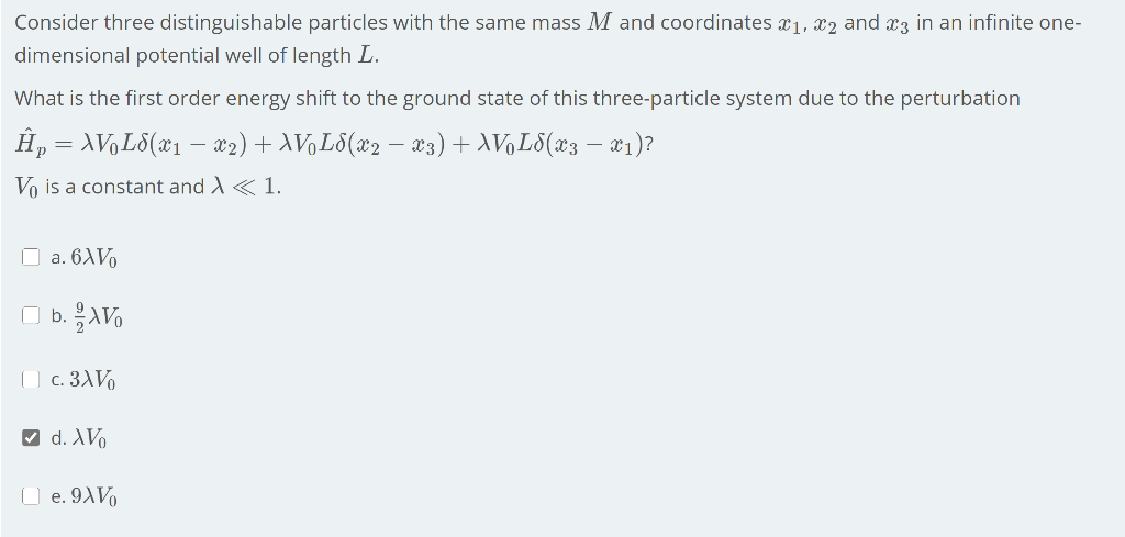 Solved Consider three distinguishable particles with the | Chegg.com