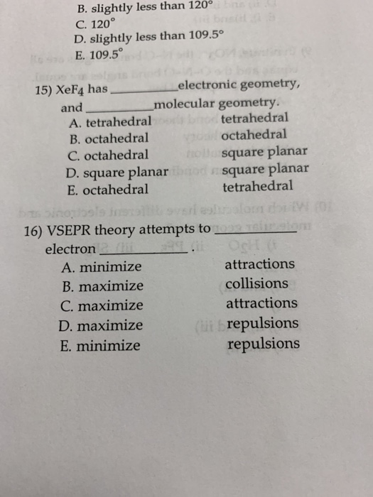 Solved B. slightly less than 120° C. 120° D. slightly less | Chegg.com