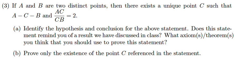 Solved 3) If A and B are two distinct points, then there | Chegg.com