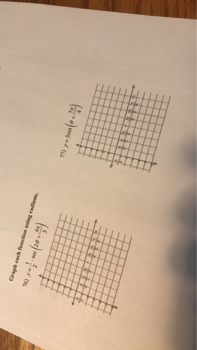 Solved Graph each function using radians. 76) y=1, sec (20+4 | Chegg.com