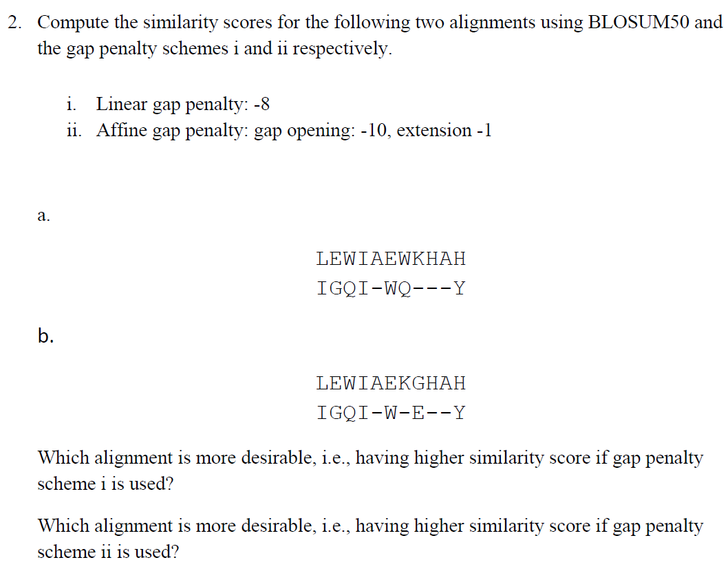 2. Compute the similarity scores for the following | Chegg.com