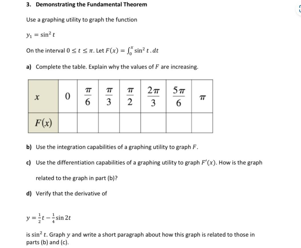 Solved 3. Demonstrating the Fundamental Theorem Use a | Chegg.com