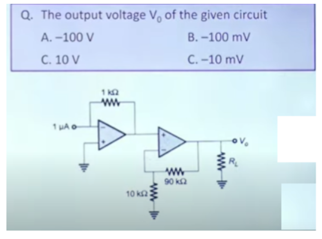 Solved Q. ﻿The output voltage V0 ﻿of the given | Chegg.com