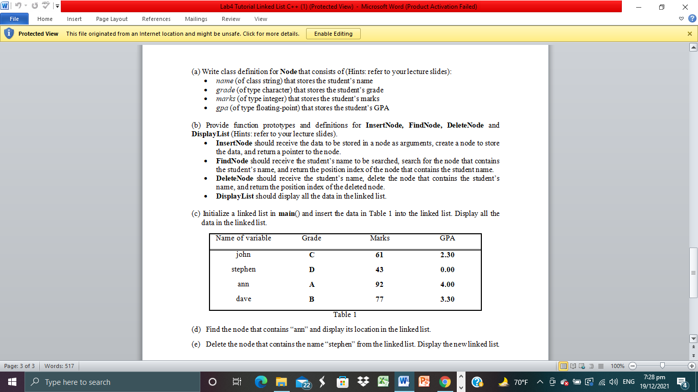 Solved UABG Lab4 Tutorial Linked List C++ (1) (Protected | Chegg.com