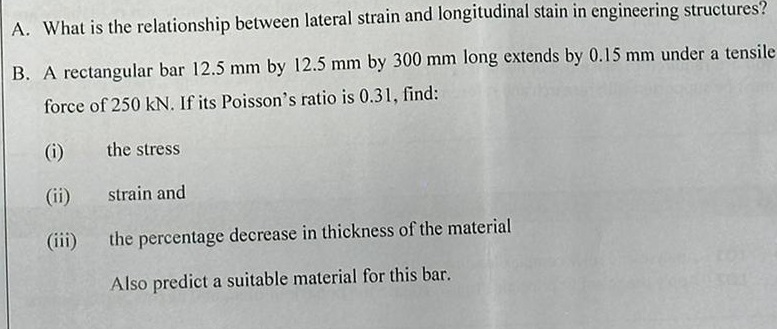 Solved A. What is the relationship between lateral strain | Chegg.com