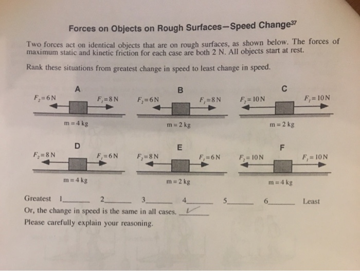 Solved Forces on Objects on Rough Surfaces-Speed Change Two | Chegg.com