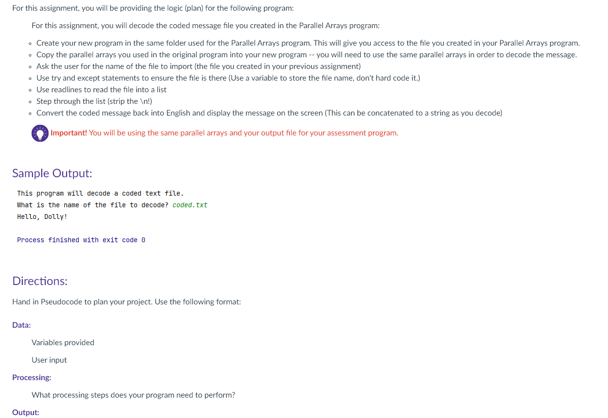 Solved For This Assignment You Will Be Providing The Logic 