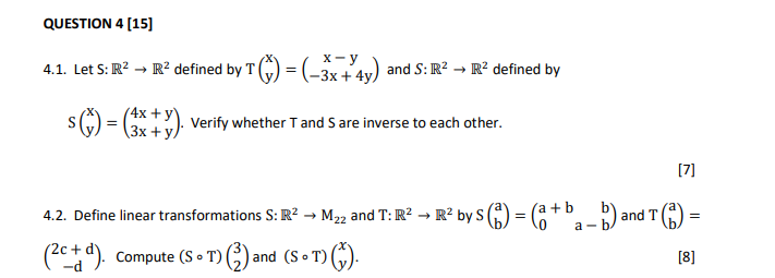 Solved 4.1. Let \\( \\mathrm{S}: \\mathbb{R}^{2} | Chegg.com