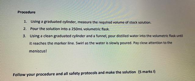 Solved Making Solutions & Dllutions Mini Lab Inquiry /10 | Chegg.com