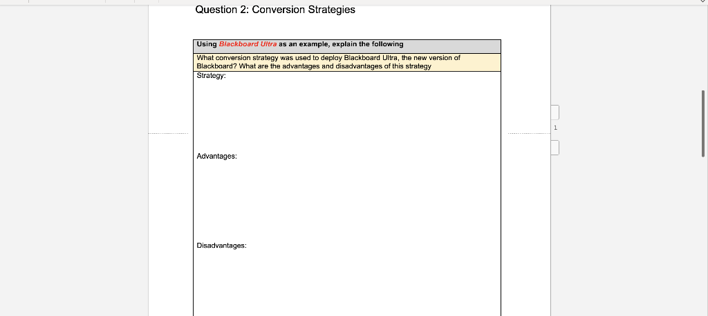 Solved Question 2: Conversion Strategies Using Blackboard | Chegg.com