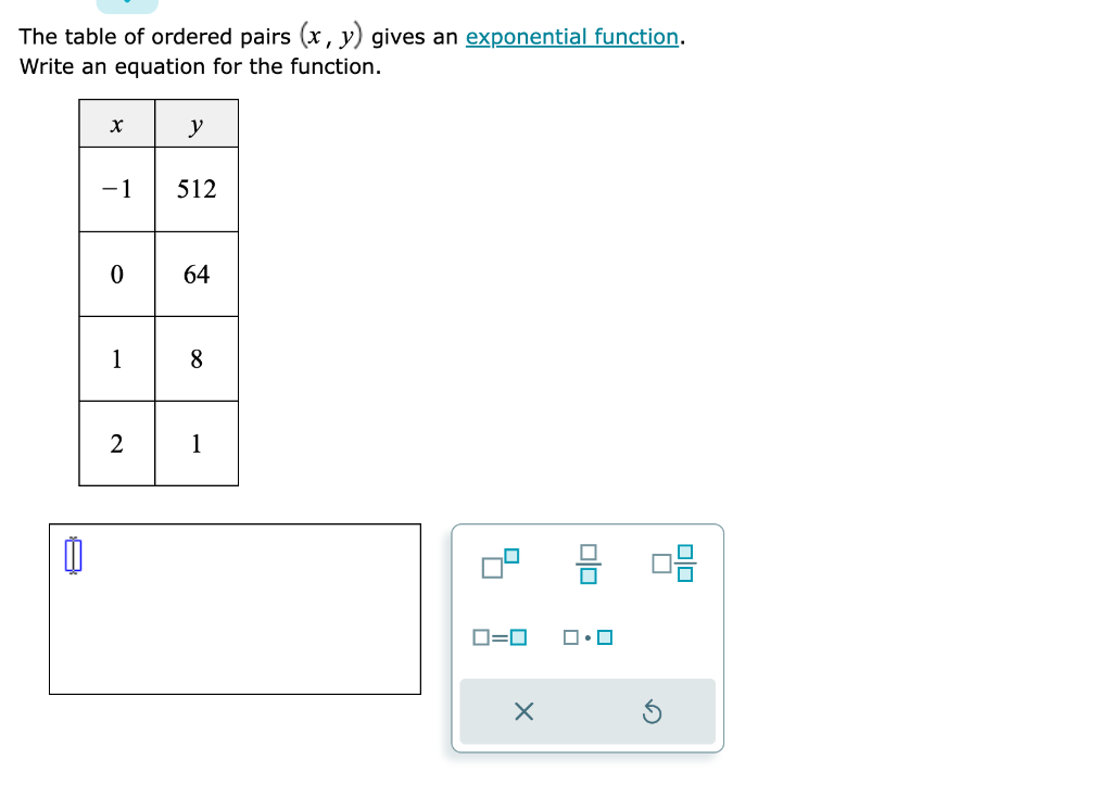 Solved The Table Of Ordered Pairs Xy Gives An Exponential 