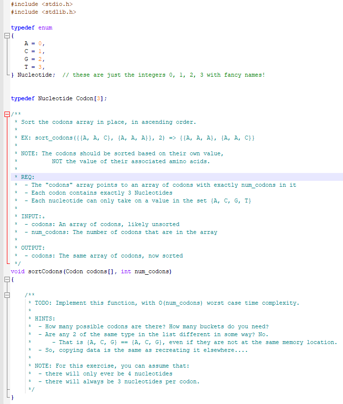 #include #include typedef enum { A = 0, C = 1, G = | Chegg.com