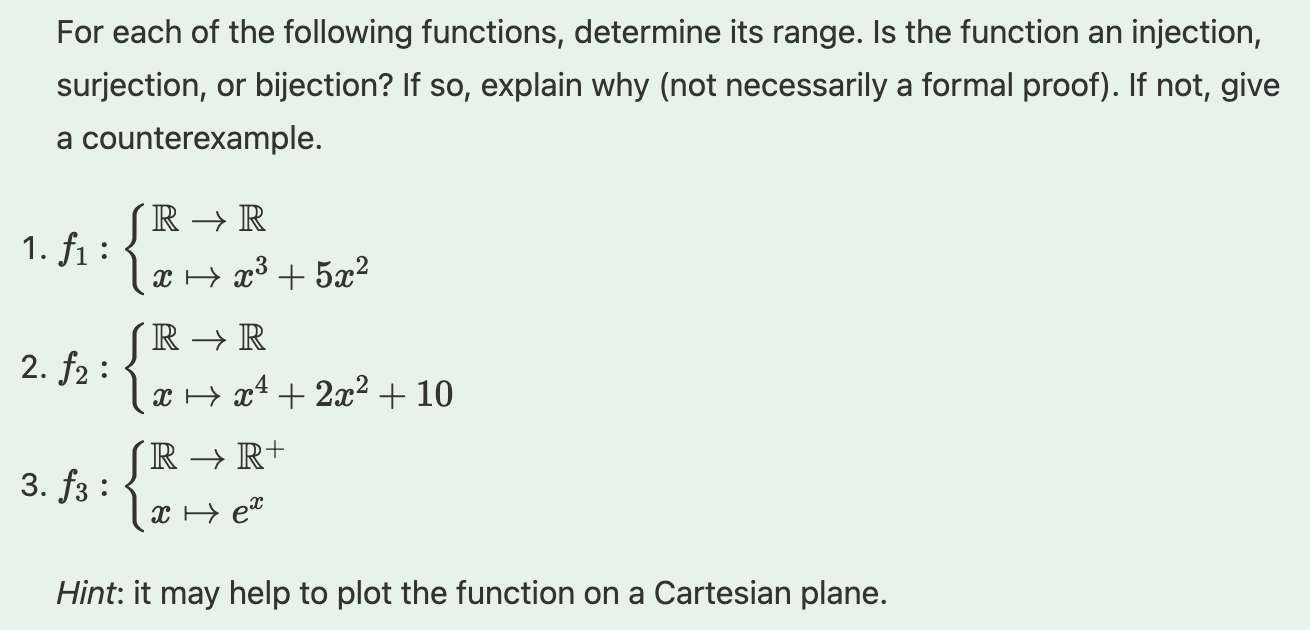 Solved For each of the following functions, determine its | Chegg.com