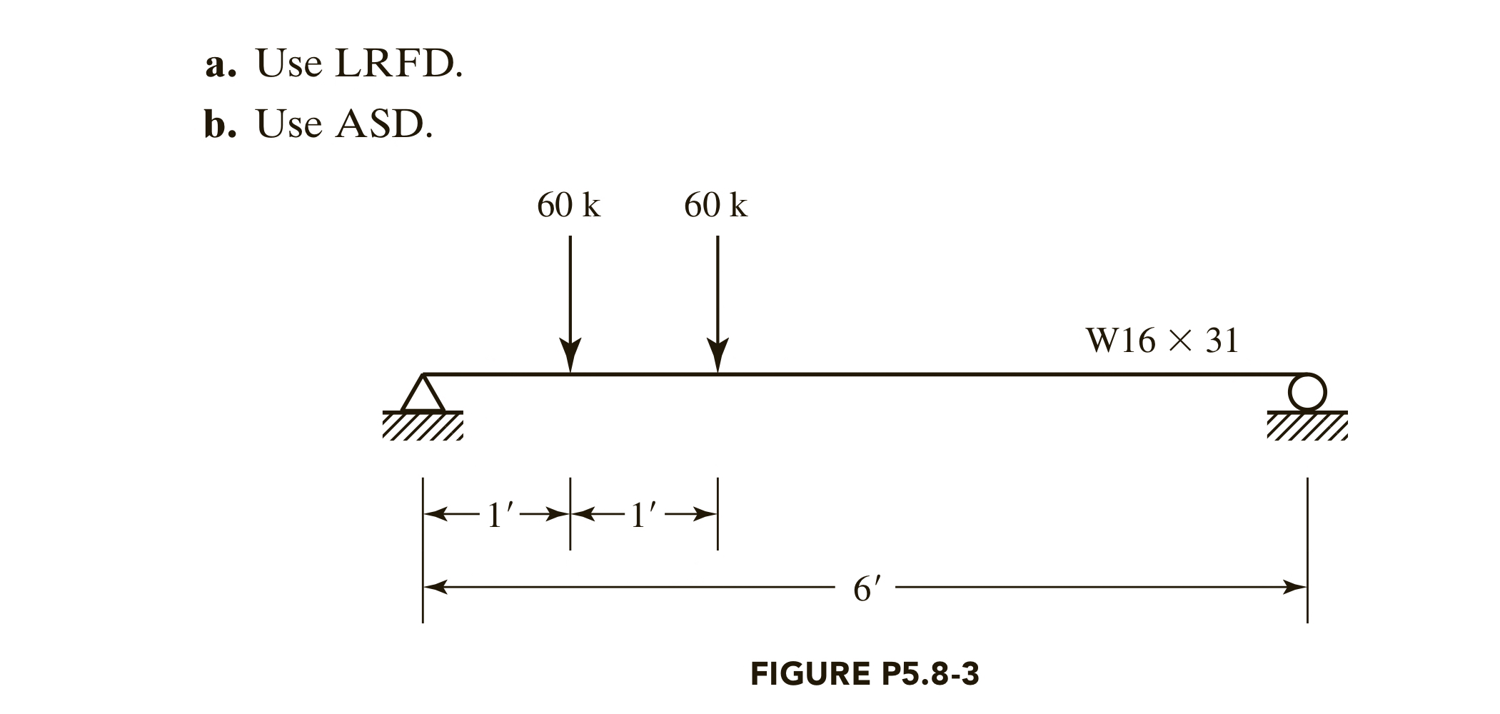 Solved 5.8-3 ﻿The beam shown in Figure P5.8-3 ﻿is a W16 ﻿X | Chegg.com