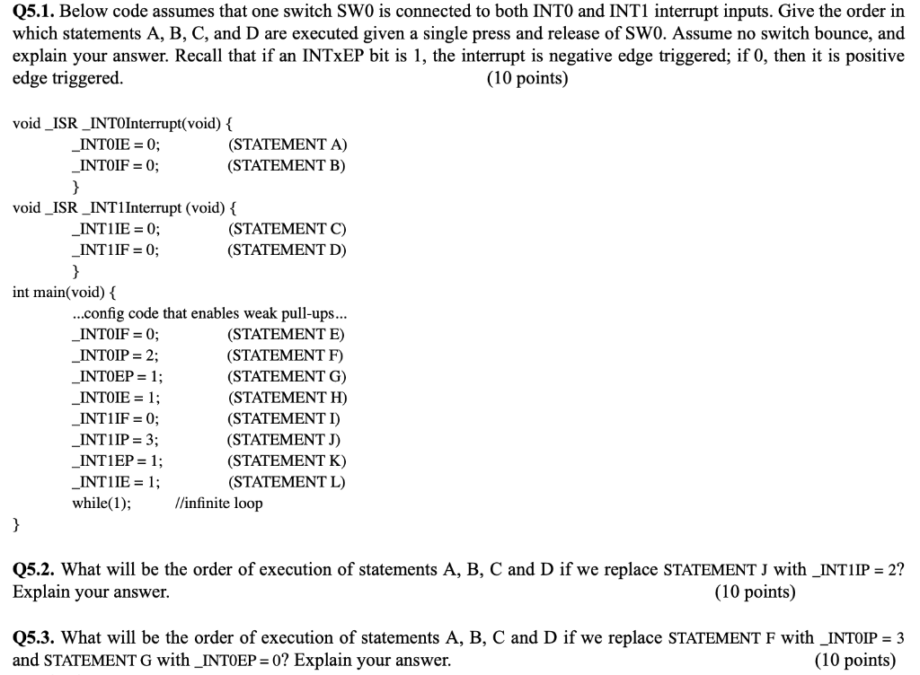 Solved Q5.1. Below code assumes that one switch SWO is | Chegg.com