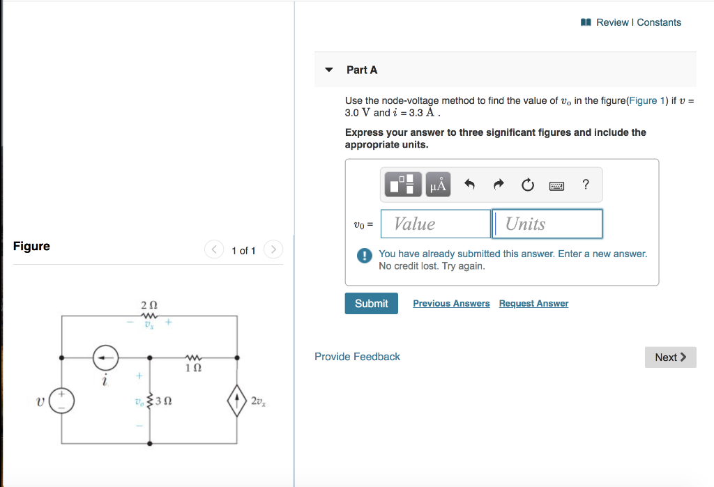 Solved Review Constants Part A Use the node-voltage method | Chegg.com