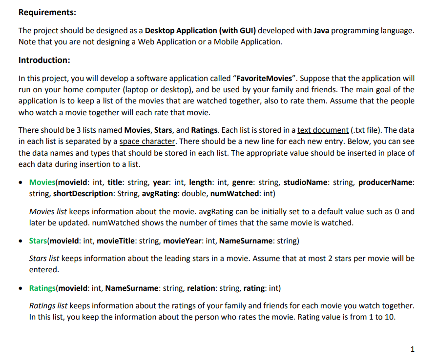 [Solved]: Requirements: The project should be designed as