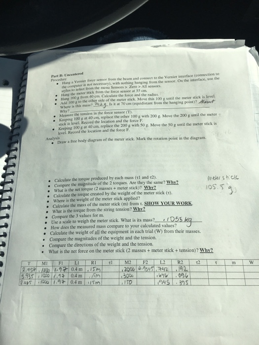 Part B: Uncentered Hang a Vernier force sensor from | Chegg.com