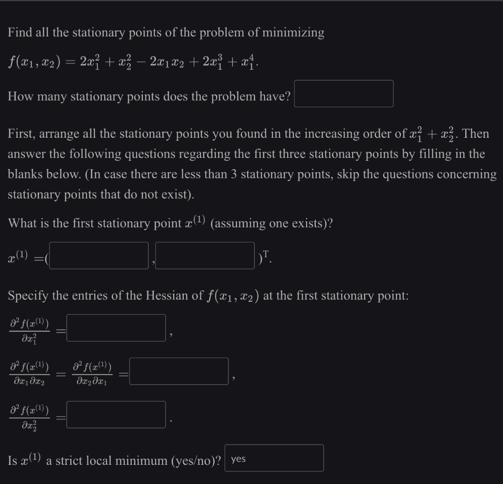 Solved Find all the stationary points of the problem of | Chegg.com