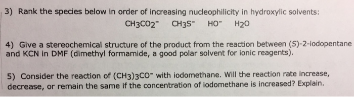 Solved 3) Rank the species below in order of increasing | Chegg.com