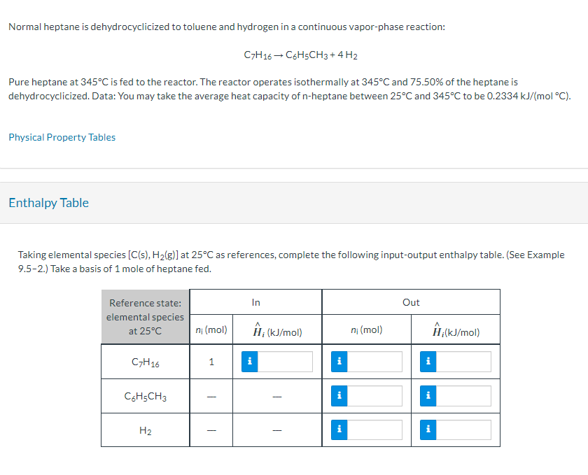 Solved Normal heptane is dehydrocyclicized to toluene and | Chegg.com