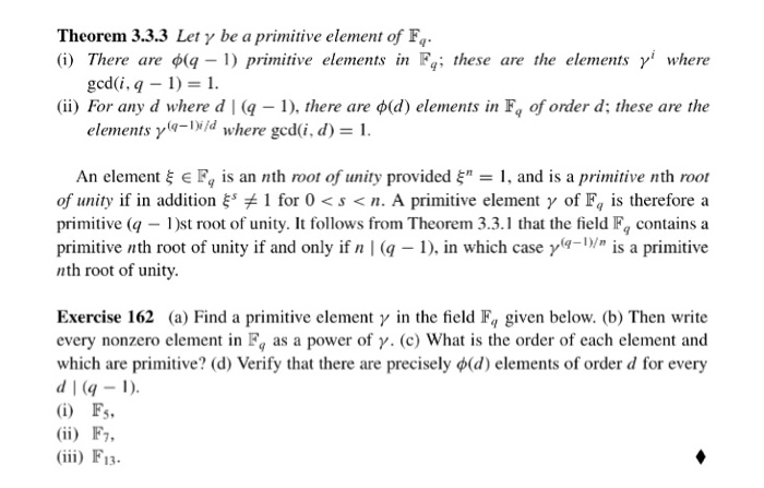 Solved Let gamma be a primitive element of F_q. There are | Chegg.com