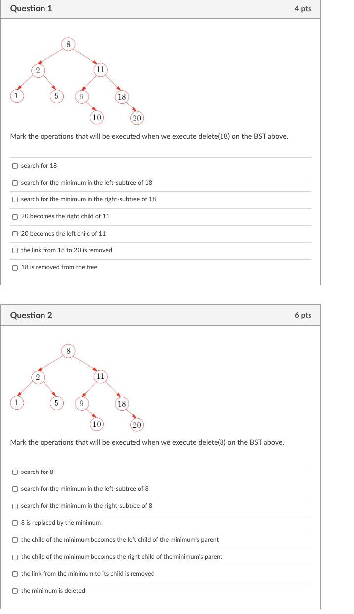 Solved Question 1 2 4 pts 5 10 20 Mark the operations that | Chegg.com