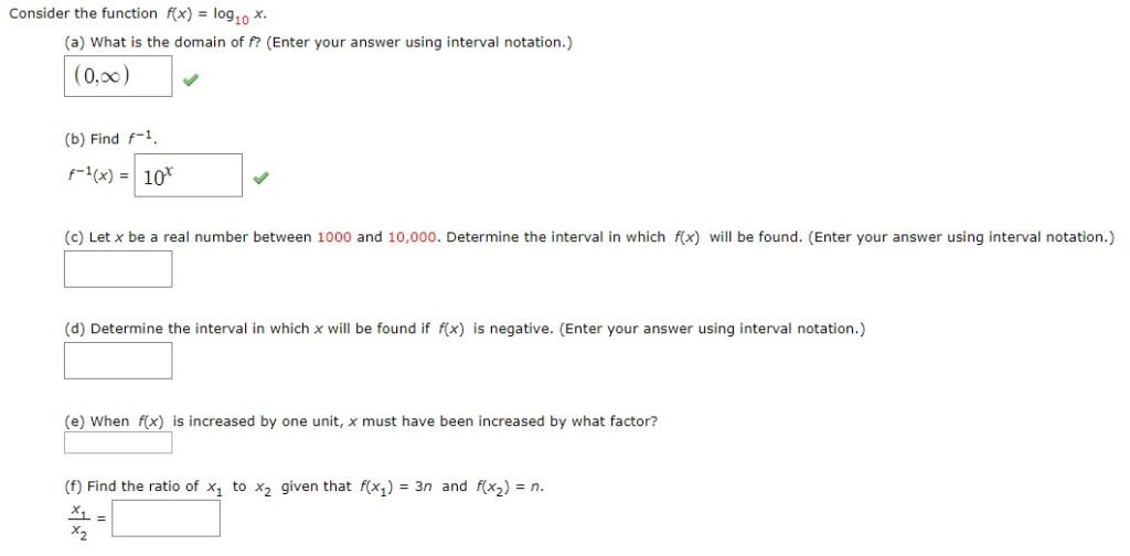Solved Consider the function fx)-log10 x. (a) What is the | Chegg.com