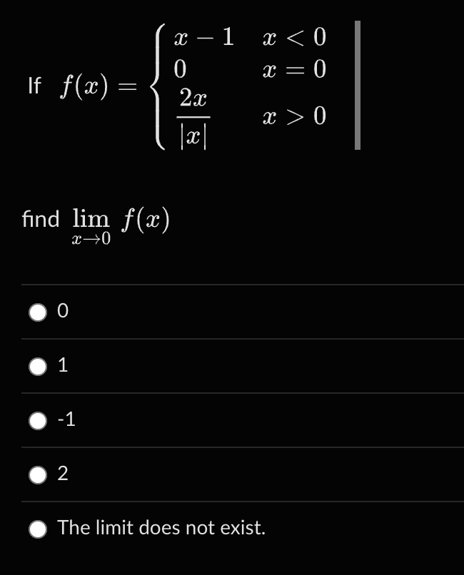 Solved f(x)=⎩⎨⎧x−10∣x∣2xx 0 | Chegg.com | Chegg.com